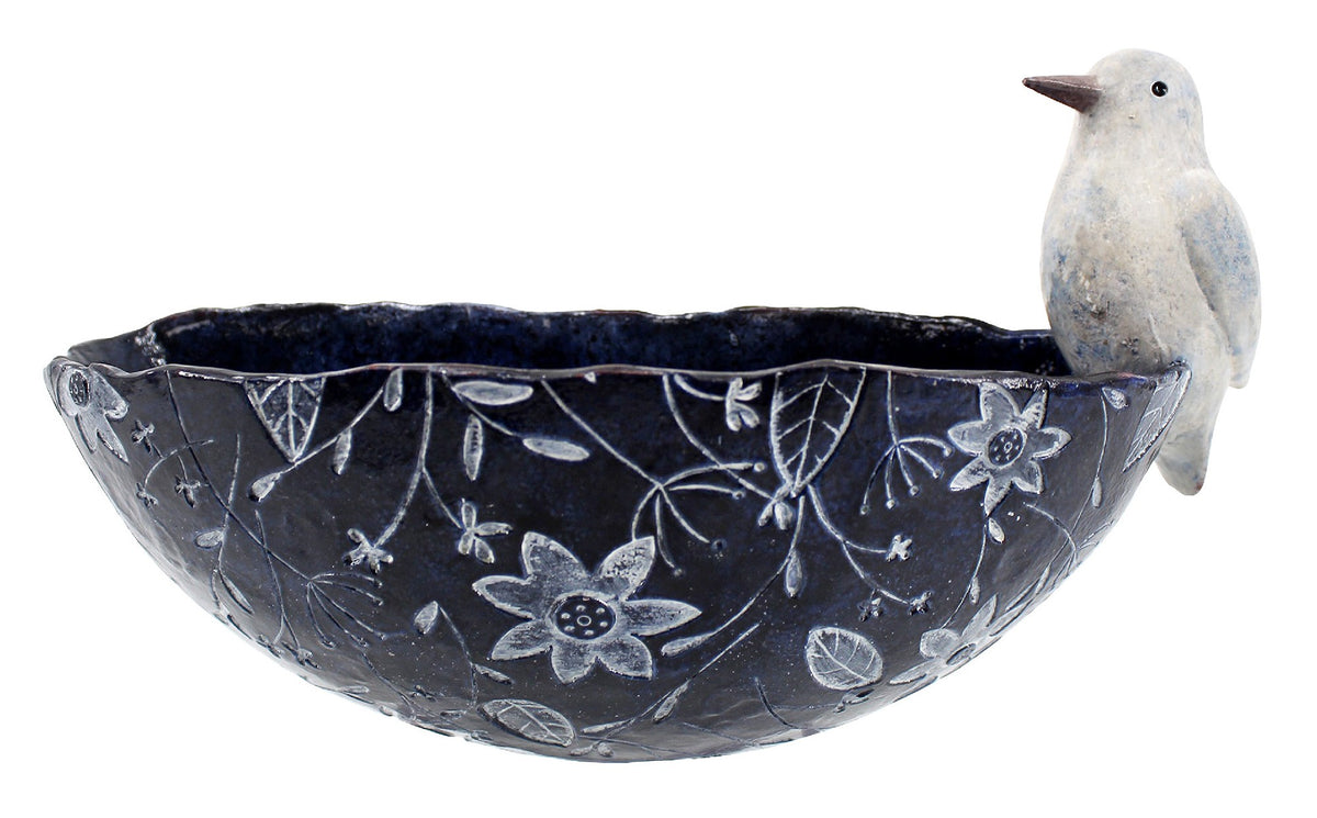 Blue Patterned Wall Pot With Bird – Timeless Treasures Gifts & Décor